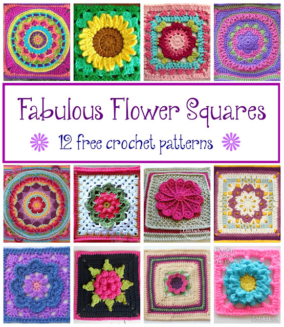Fabulous Flower Squares! 12 Free Crochet Patterns... | Fiber Flux ...