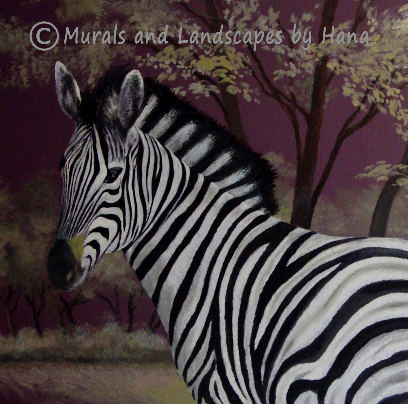 Murals and Landscapes by Hana: Zebra in the Wild Mural