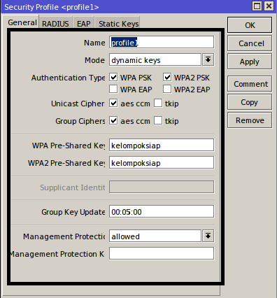 Konfigurasi Security Profile (WPA Encryption) - Let's Read