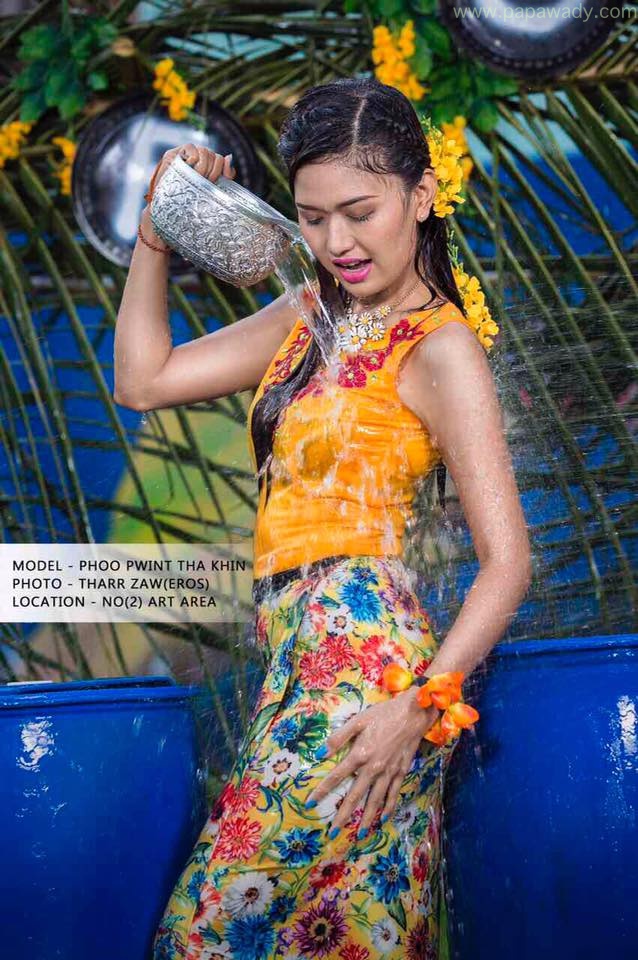 Phoo Pwint Thakhin Yellow Thingyan Fashion Photoshoot