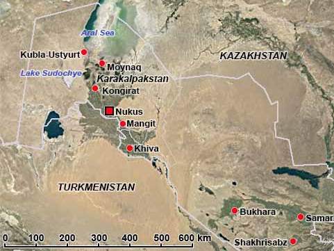 KARAKALPAKSTAN BLOG: Map of Amu Darya Delta and the lower Aral Sea