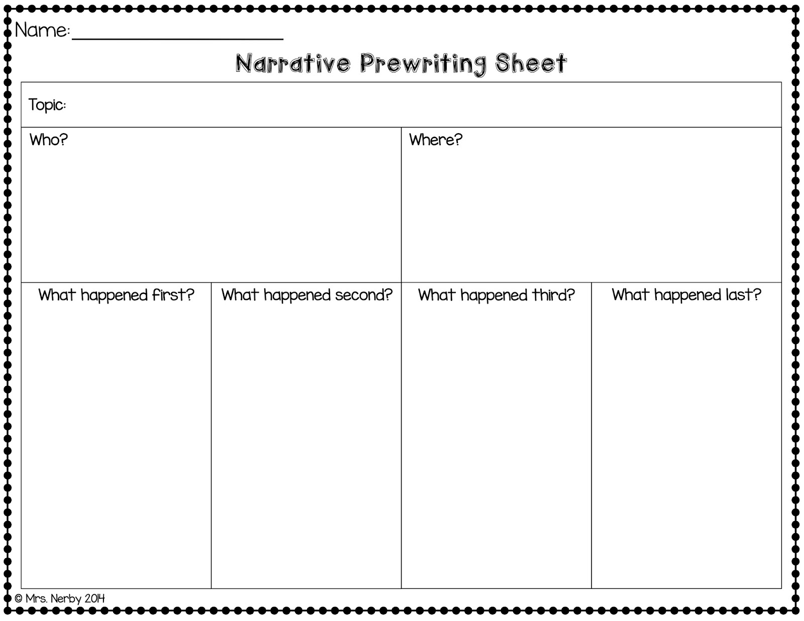 Narrative Graphic Organizer 3rd Grade