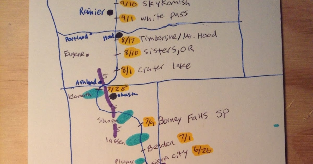 Pacman Hikes the 2013 Pacific Crest Trail: Timeline Map of PCT: April 7 ...