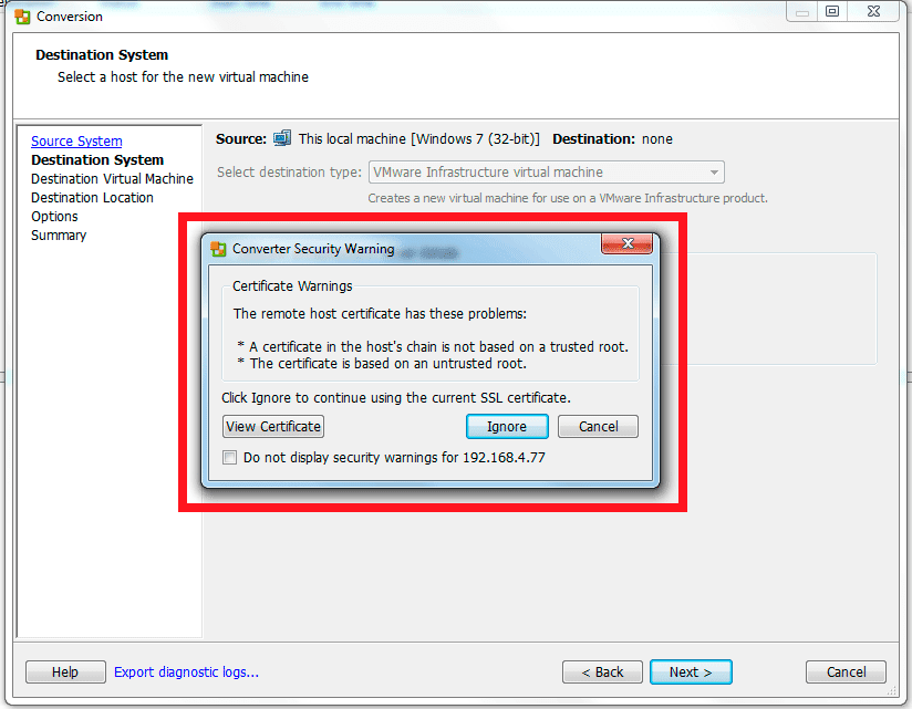 Pantallazoses Vmware Converter A General Error Occurredssl Exception Error14077102