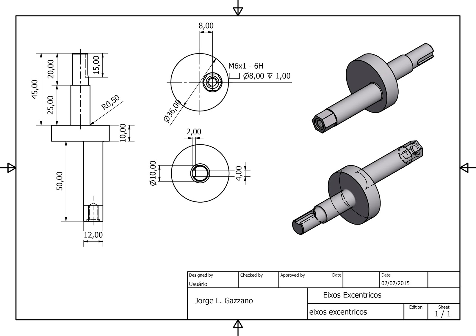 Projetos AutoCAD e Inventor: Exercícios do Curso de Cad 2D, 3D e Inventor