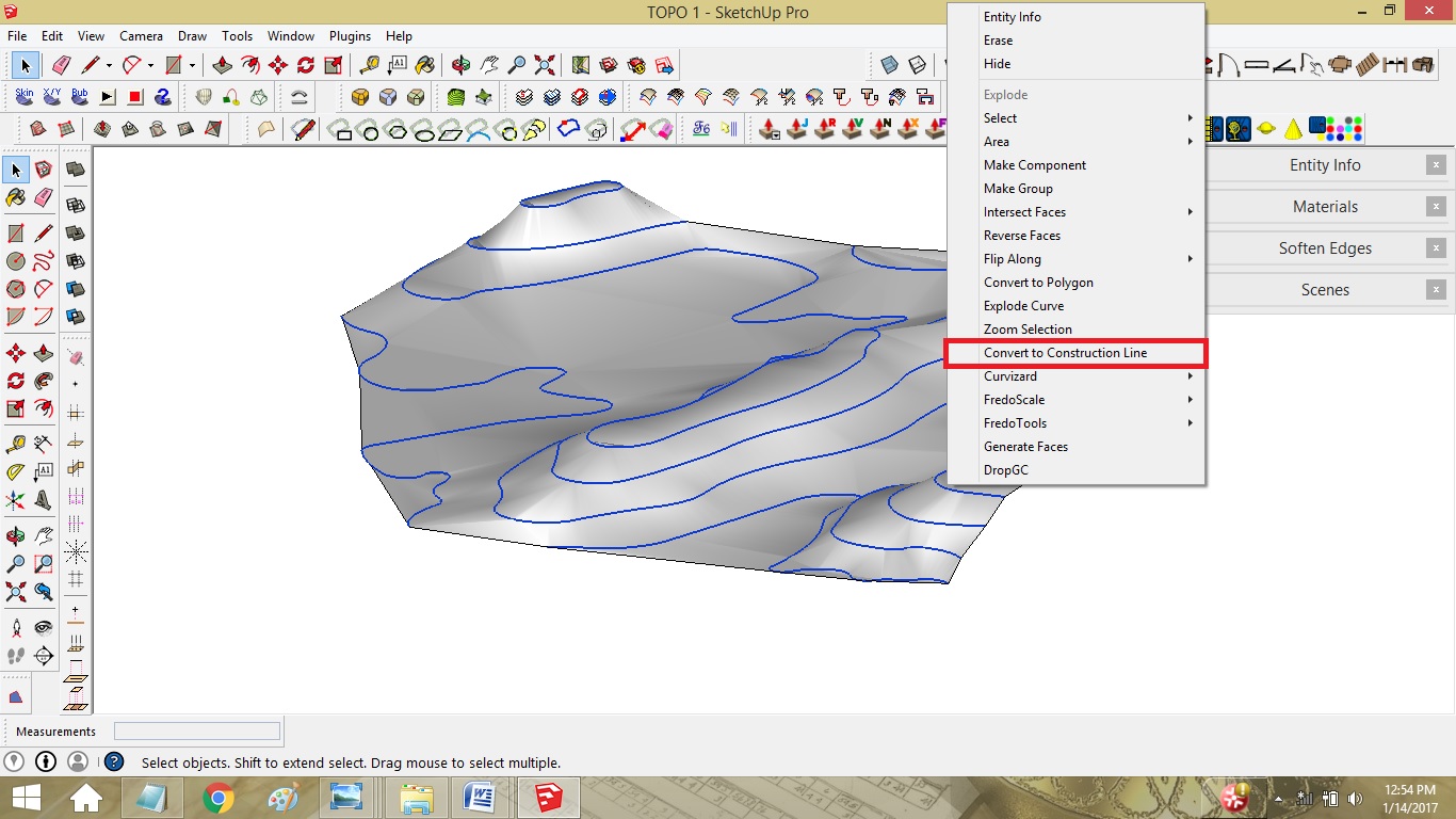 HOW TO DRAW CONTOUR LINES AND 3-D TOPOGRAPHIC MODEL USING SKETCH UP