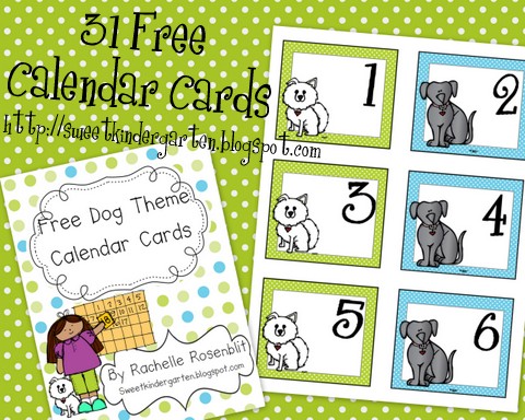 Sweet Kindergarten: *FREE* Calendar Cards