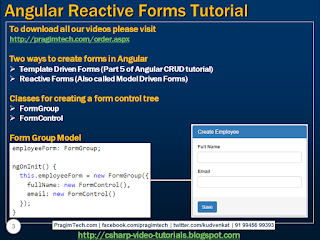 Sql server, .net and c# video tutorial: Angular reactive forms - Slides