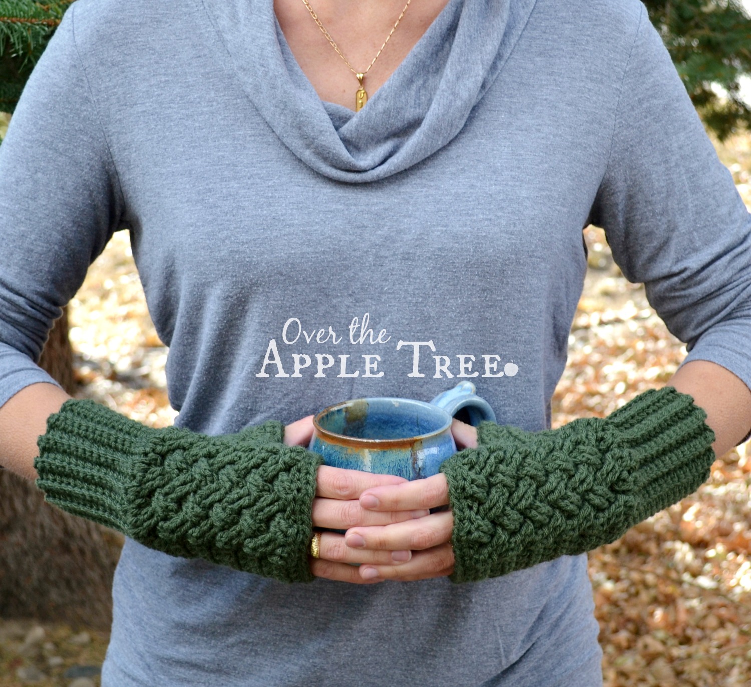 Over The Apple Tree: Celtic Weave Fingerless Gloves- Free Pattern
