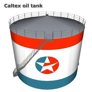 Simming in Magnificent Style: Caltex oil tank
