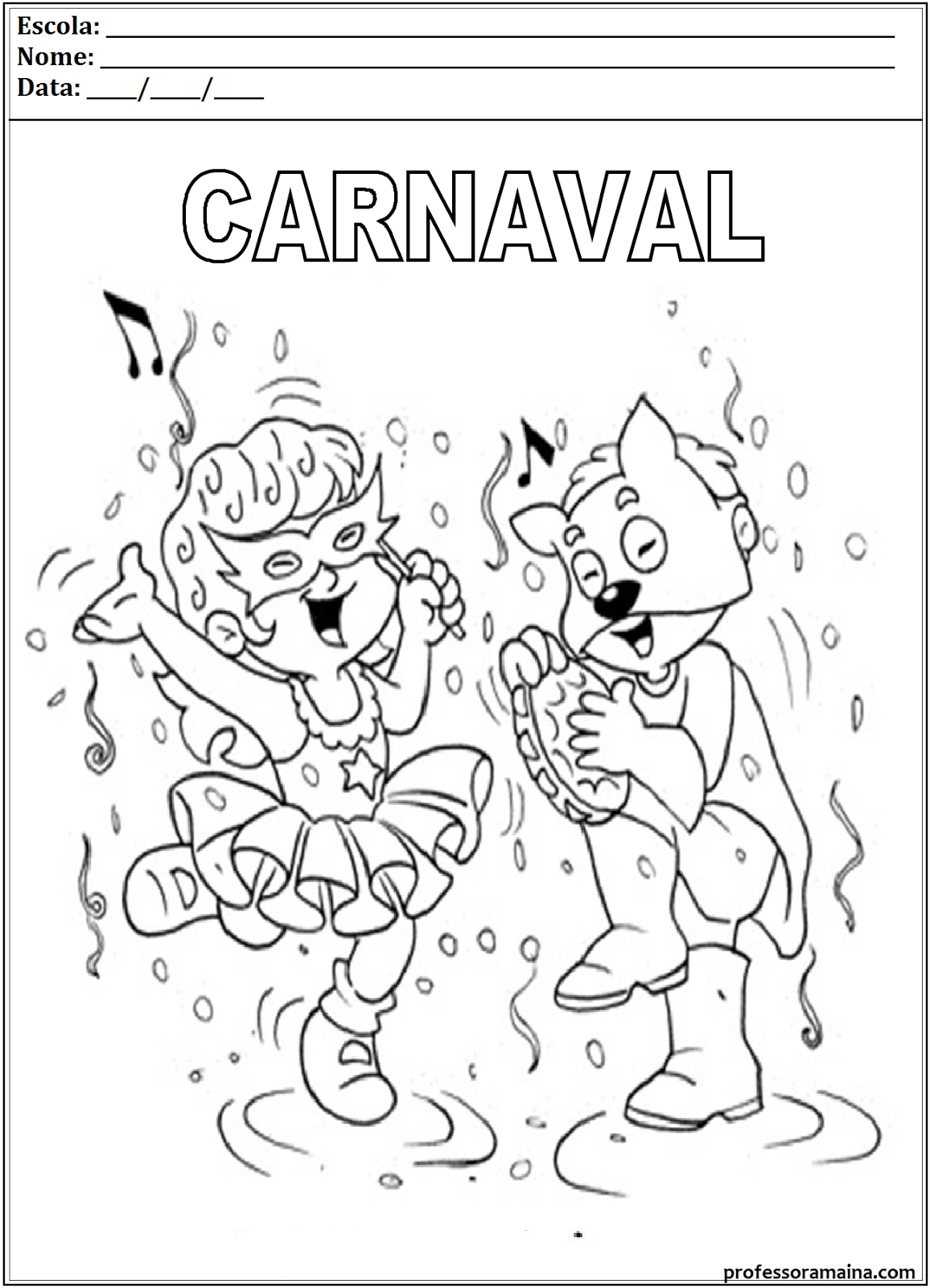 Professora Maína: Carnaval - Desenhos para Colorir - Parte 2