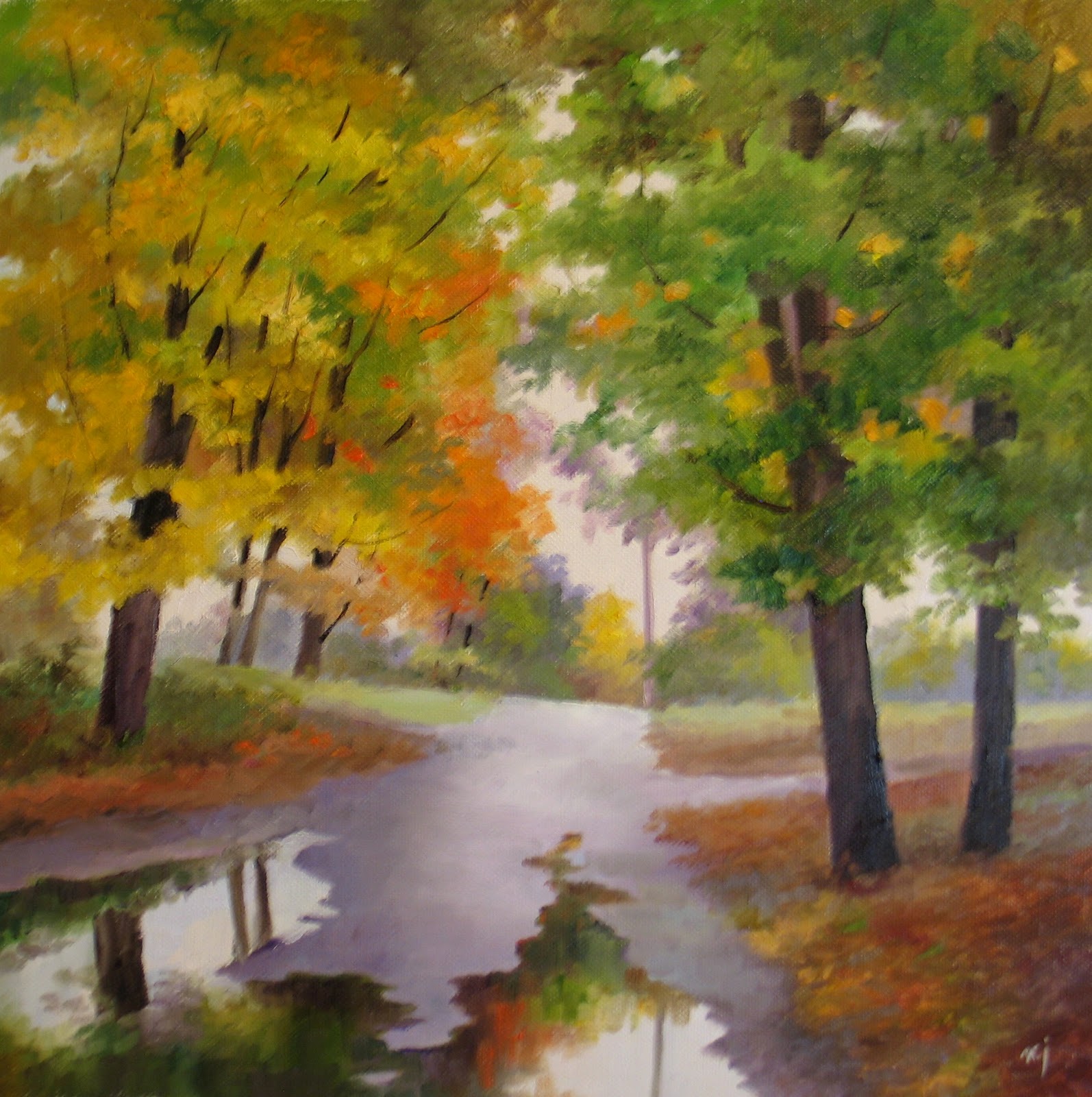 Nel's Everyday Painting: Puddles in the Road - SOLD