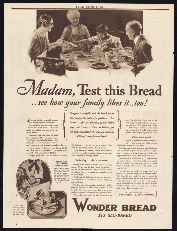 Old Meets New: Wonder Bread Advertisement, 1928