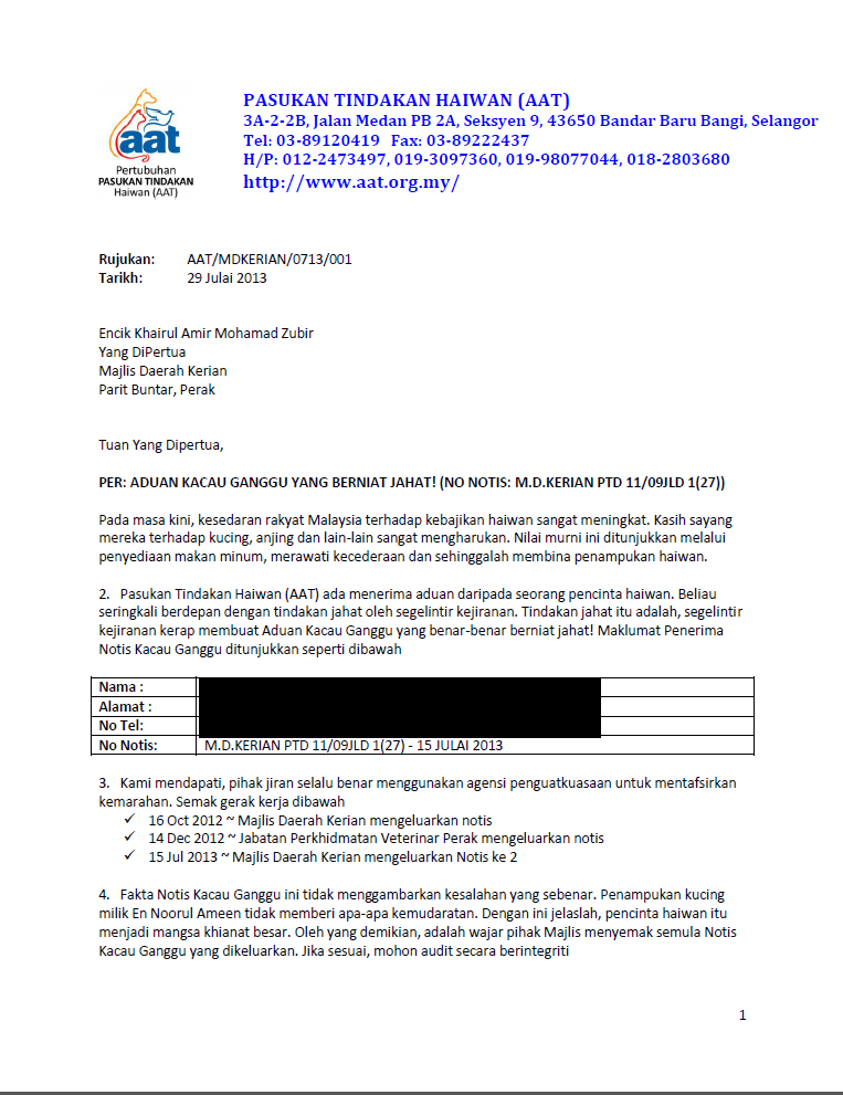 Inilah 12+ Contoh Surat Aduan Kucing Terlengkap - Koleksi Contoh Surat ...