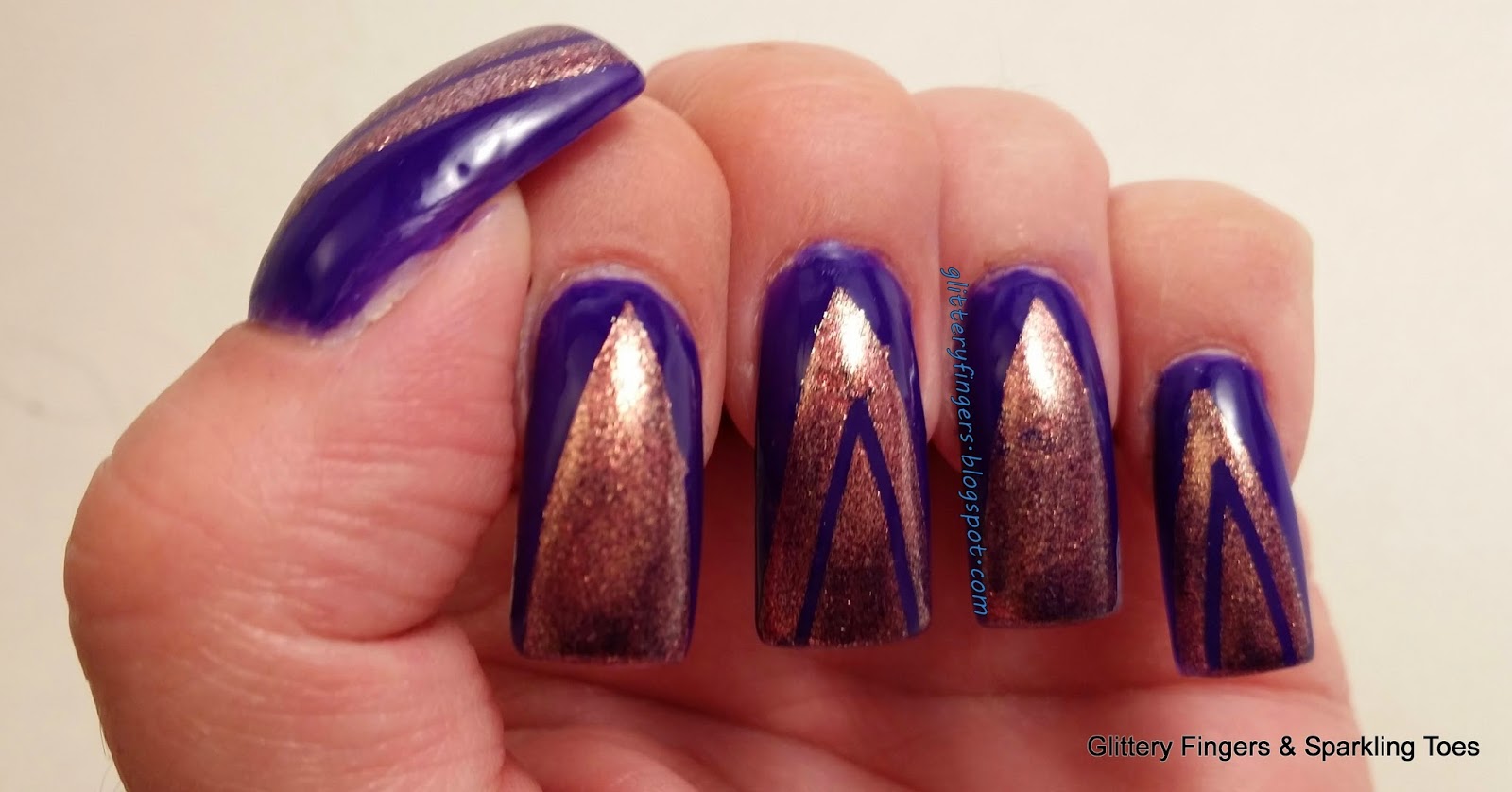 Glittery Fingers & Sparkling Toes: Art Deco Double V Design
