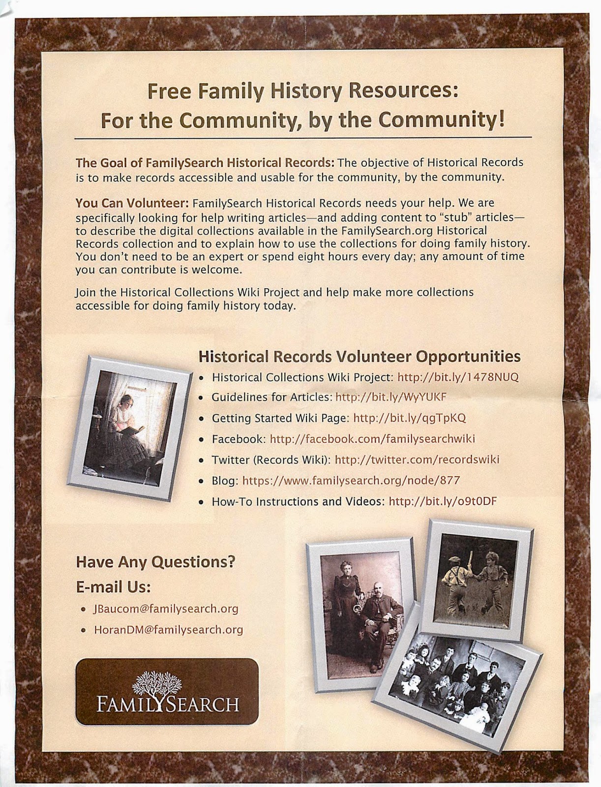Enduring Legacy Genealogy: FamilySearch handouts: Historical ...