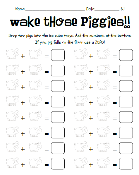 First Grade Fabulous Fish: Pigs! Summarizing and Math