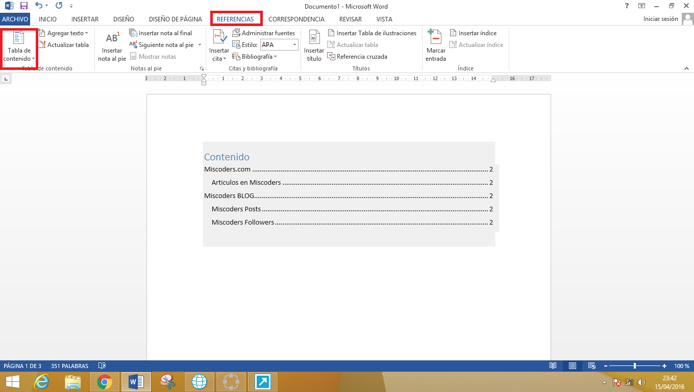 ¿Como crear Indice en Word?