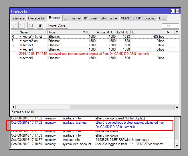 Mikrotik Ukraine Loop Protect защищаем Mikrotik от петель на порту