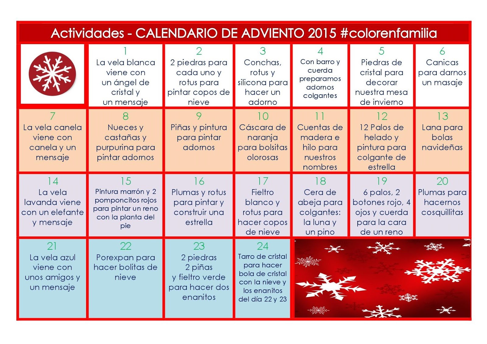 WALDORF:CALENDARIO DE ADVIENTO 2015 - PREPARACIÓN