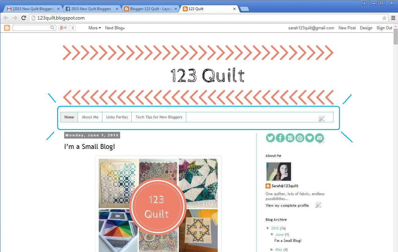 123 Quilt: How to add Tabs to Your Menu Bar in Blogger