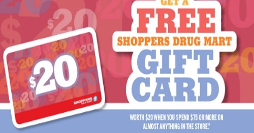 Canadian Daily Deals: Shoppers Drug Mart Free $20 Gift Card Offer