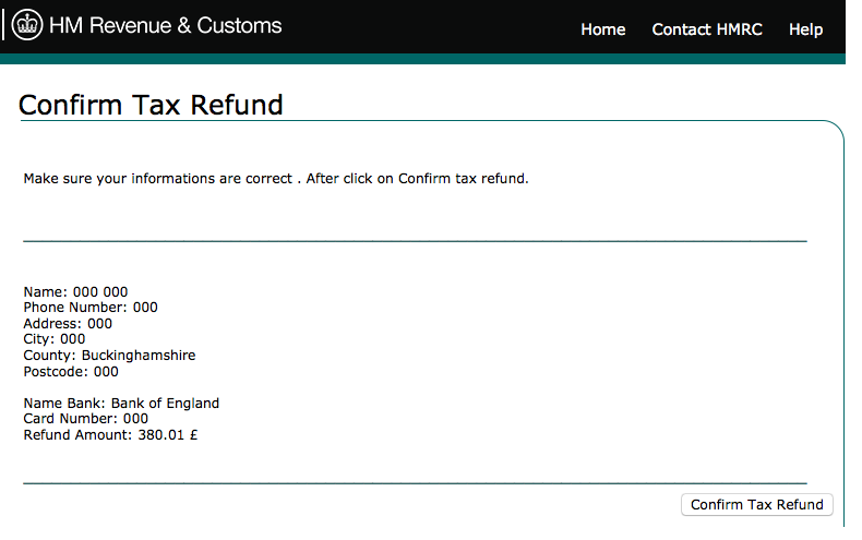 Automated Tax Refund Notification (HMRC Phishing) | Scam