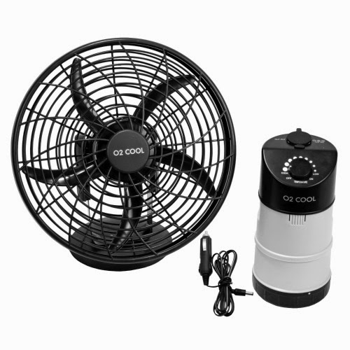 O2 Cool Portable Tent Fan with Emergency Device Charger and Auto ...