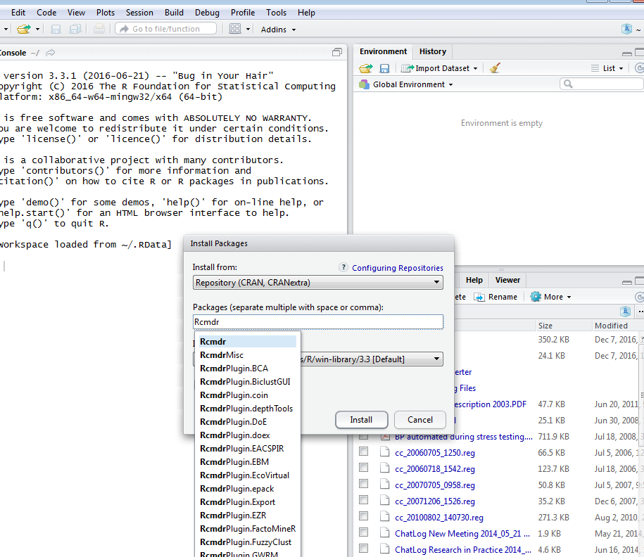 Brief look at R Commander: A free R based point and click program. Part 1.