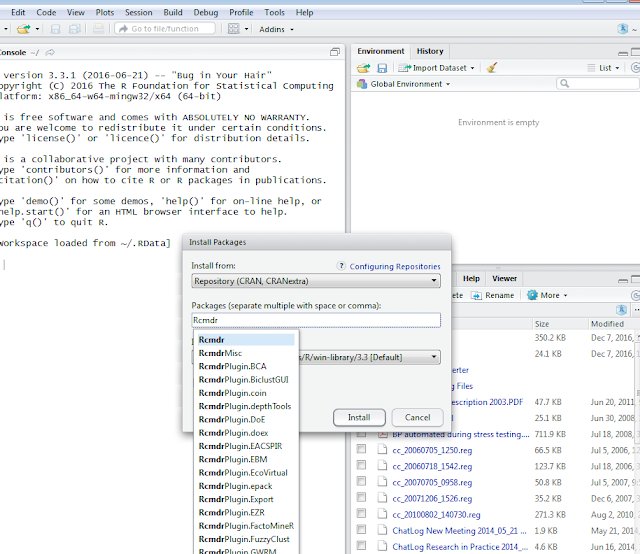 Brief look at R Commander: A free R based point and click program. Part 1.