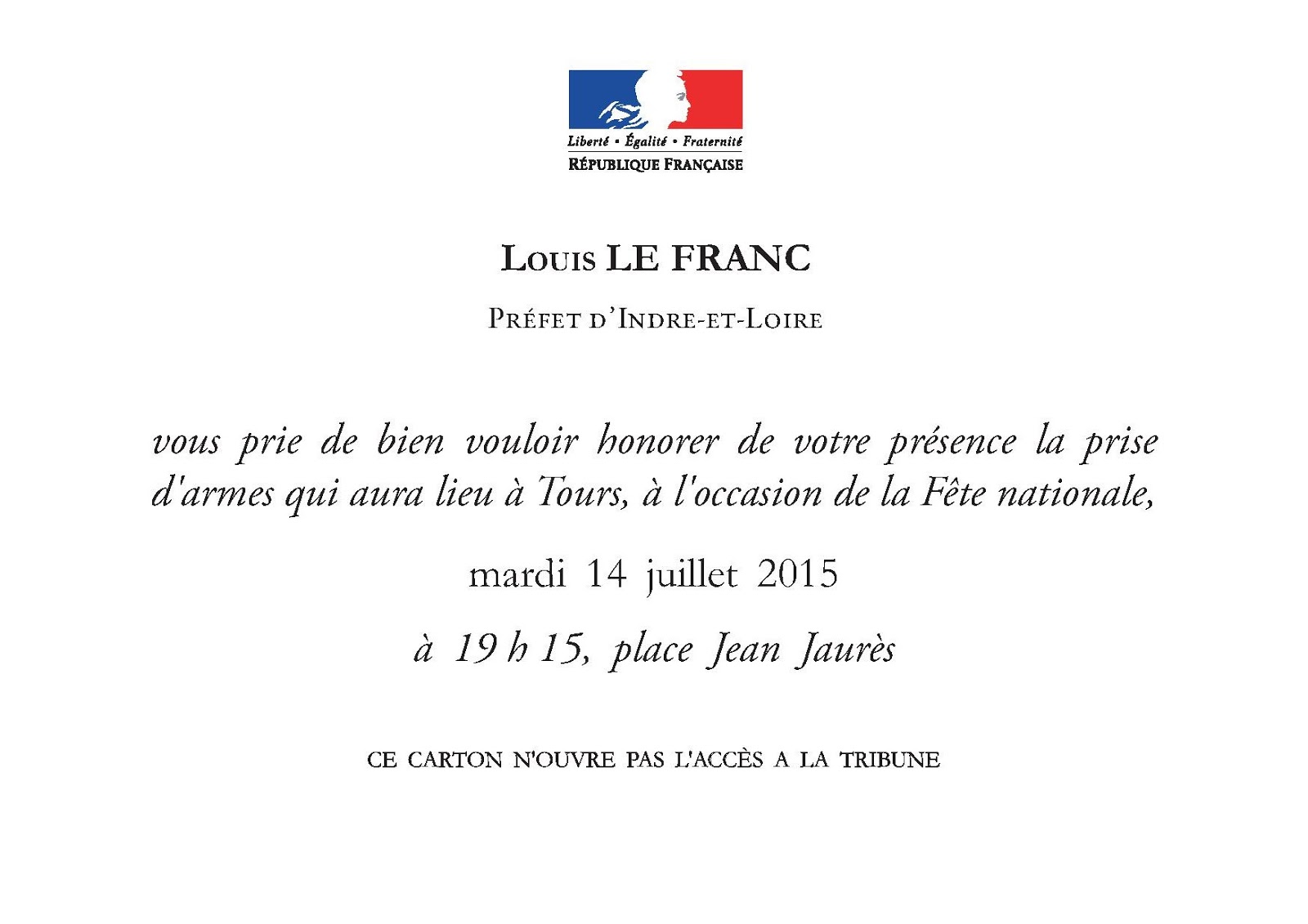 carte invitation ceremonie officielle - Modèle Carte