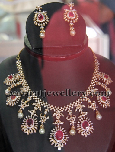 Diamond Ruby Classy Latest Necklace - Jewellery Designs