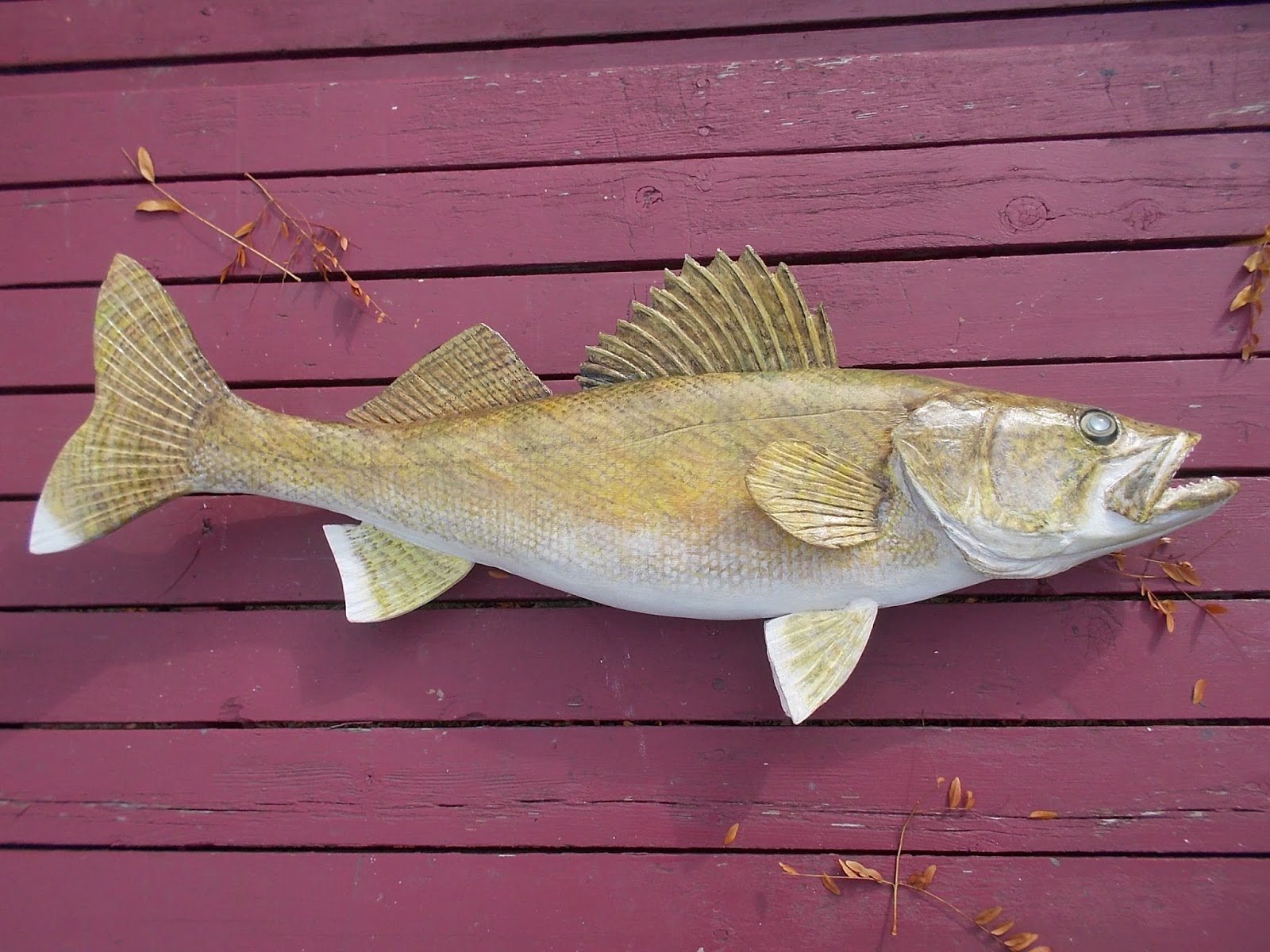 CHARLES WEISS ART: Wood Carving Giant Walleye (Yellow Pickerel)