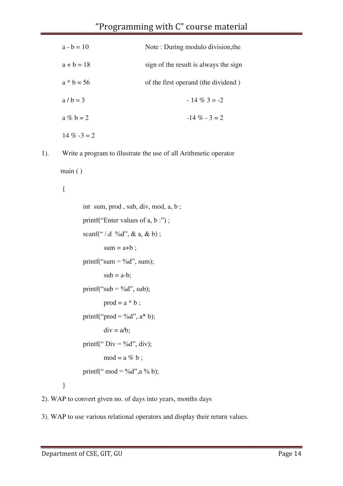 Dr. Mrinal Paliwal Blog: Basic Program Structure and Operators