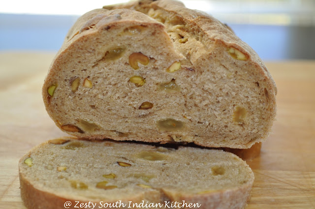 Pistachio Raisin Sourdough Bread - Zesty South Indian Kitchen