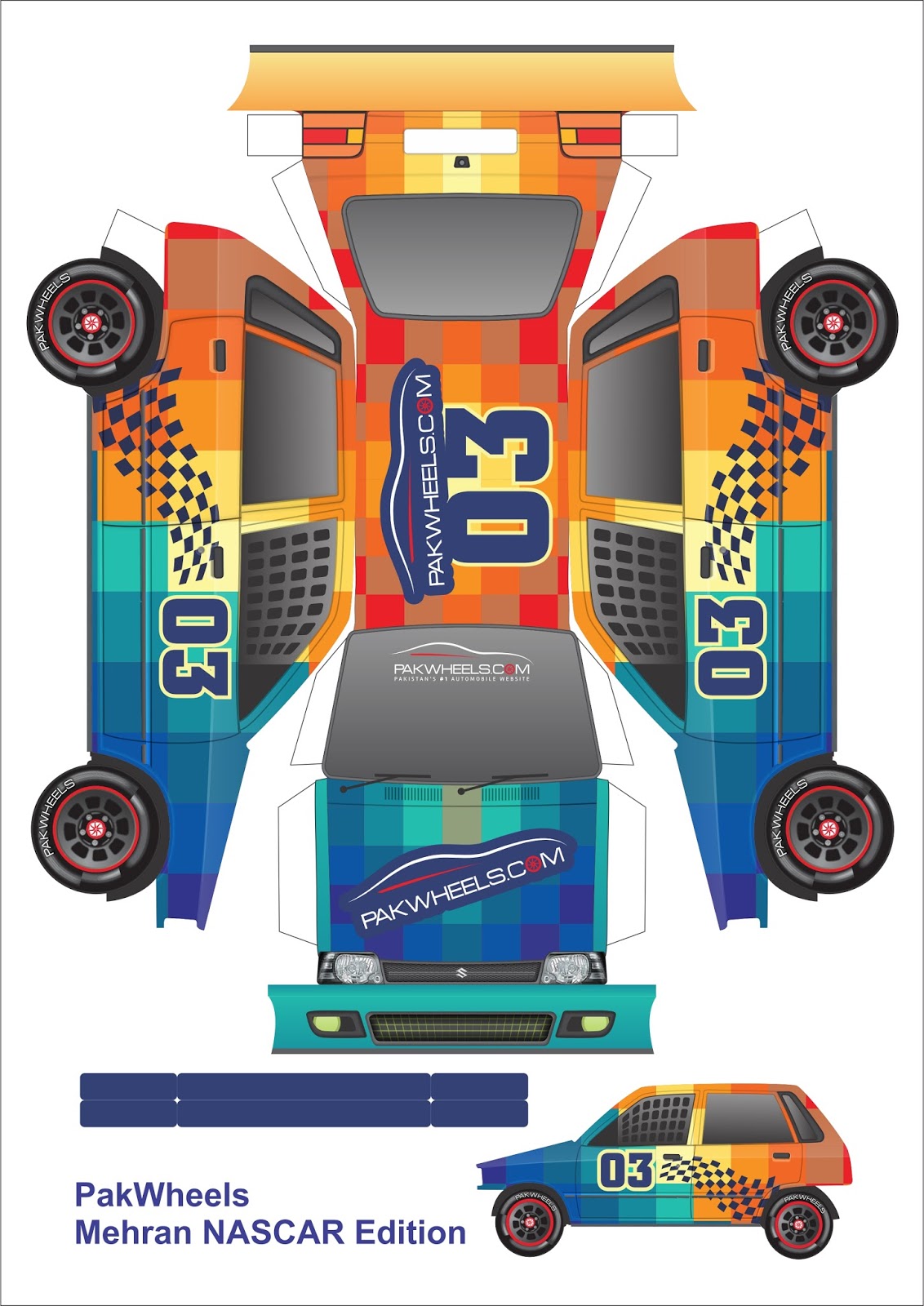 SP. Papel Modelismo: PaperCraft - Suzuki Mehran Nascar Edition