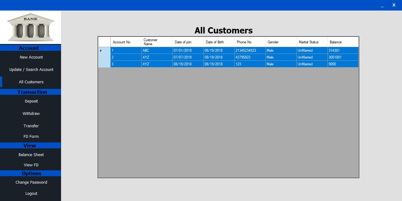 Bank Management System Project in window form application c# With SQL ...