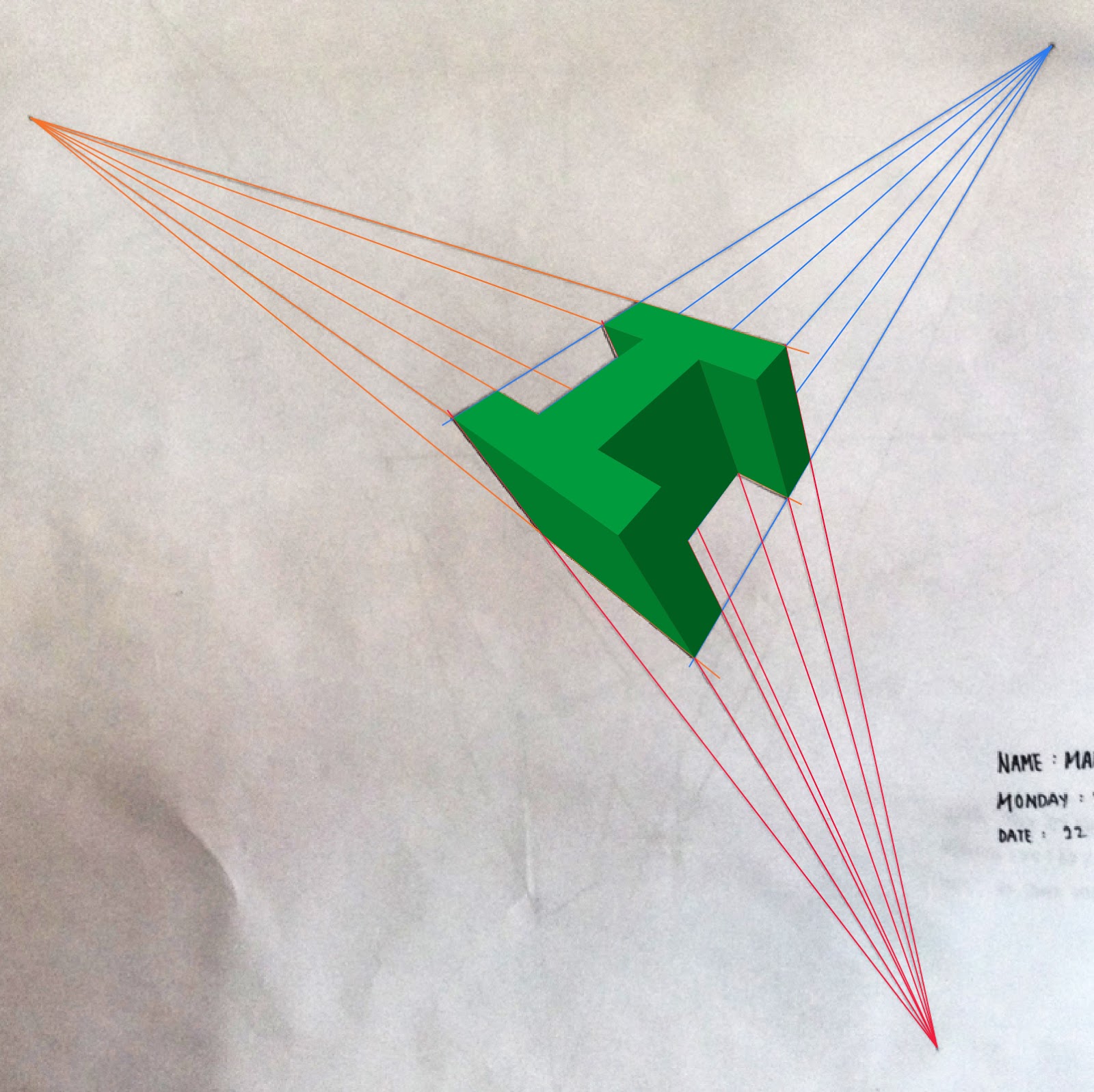 Animation Beginner: 3 Vanishing Point ( Alphabet)