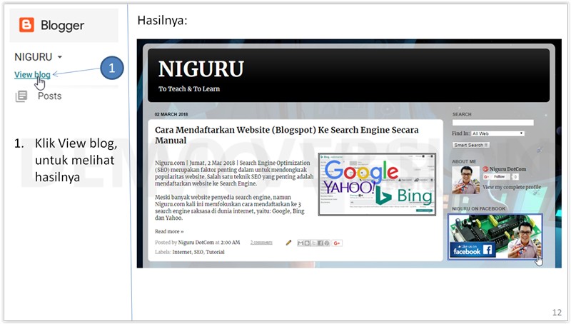 Membuat Link Ke Facebook Secara Manual Pada Blogspot - Niguru Indonesia