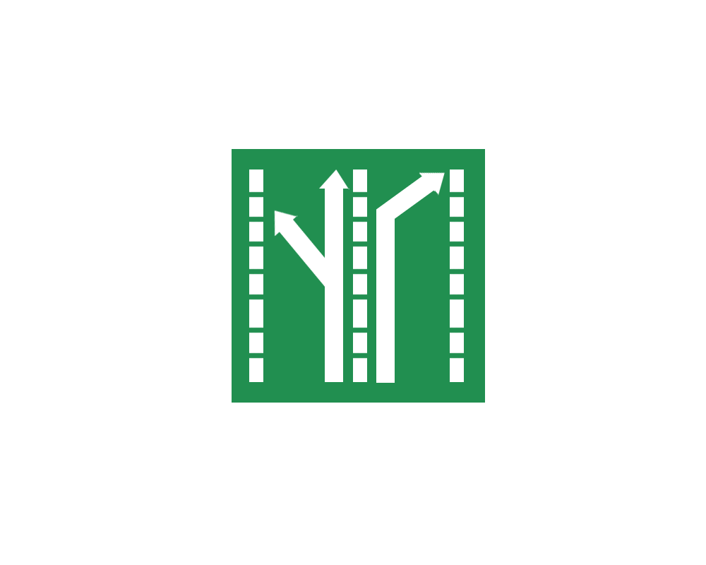 Rambu Pendahulu yang Menyatakan Ada Pilihan Lajur pada Persimpangan