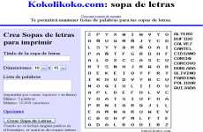 Kokolikoko: sitio para crear sopa de letras para imprimir
