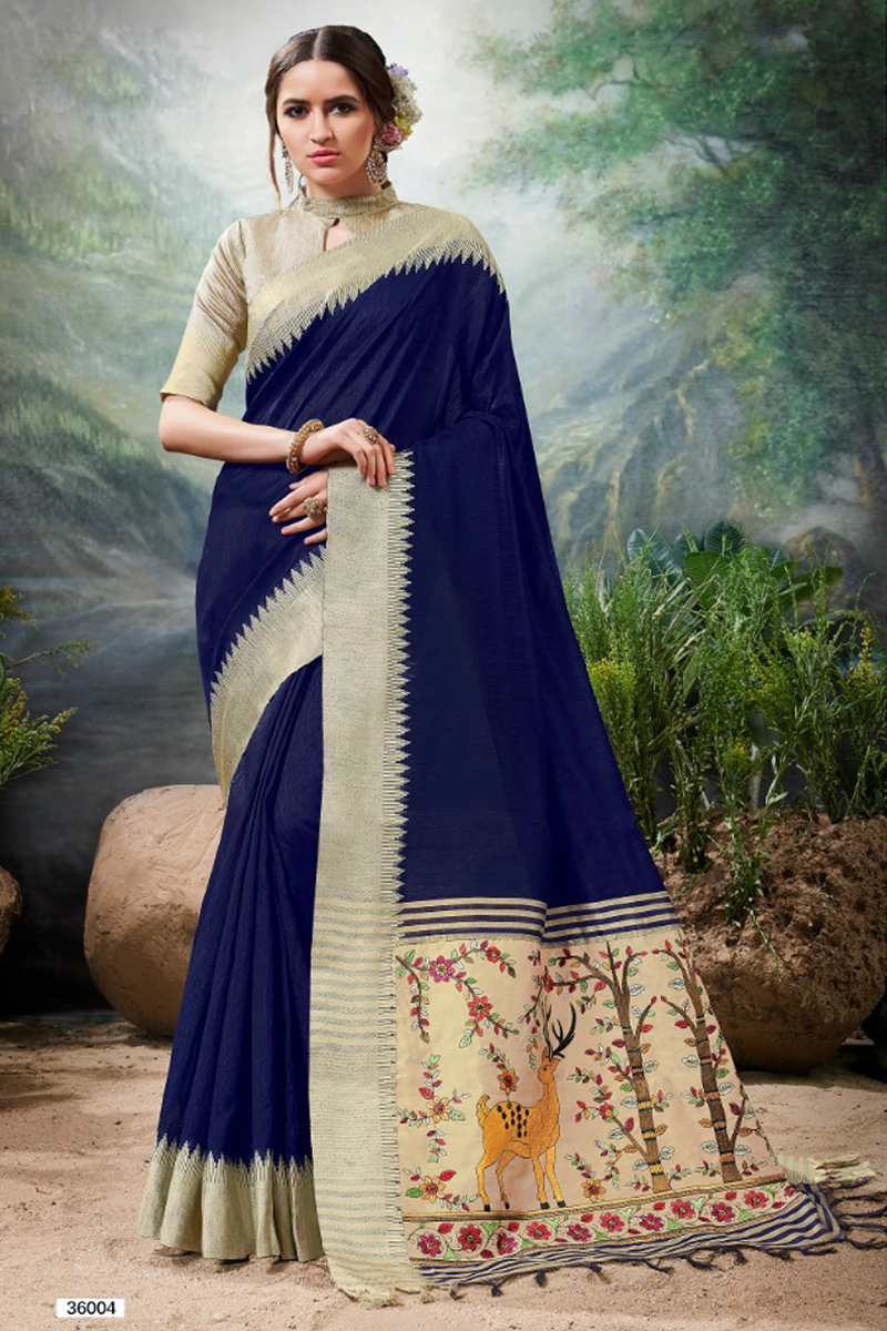 A Bundle Of Handloom Silk Weaved Festival Wear Sarees - 5612