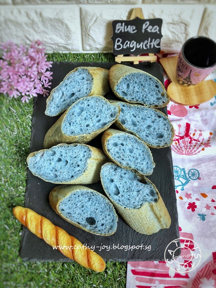 cathy's joy: Blue Pea Chia Seeds Baguette