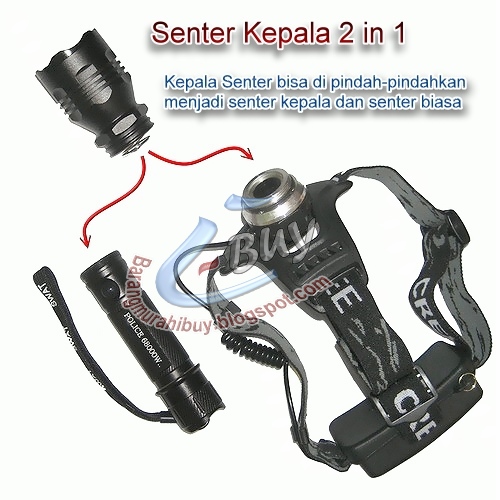 Senter Kepala 2in1 Police 2 Baterai