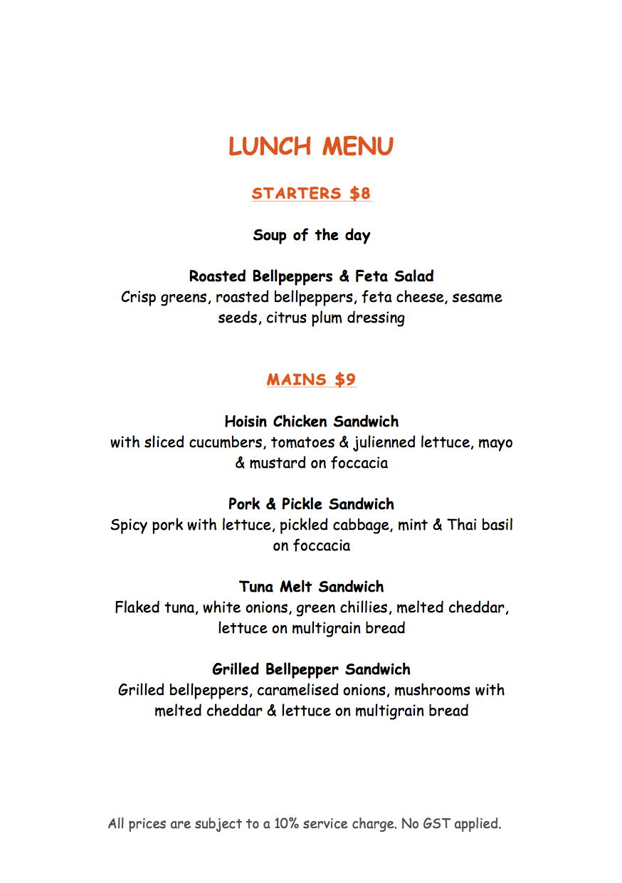 Celina's Gastrobar: Lunch Menu