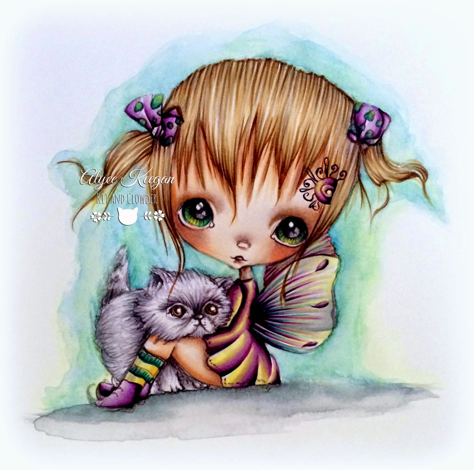 Pinky with Flaffy Kitten - Kit and Clowder Online Colouring Classes