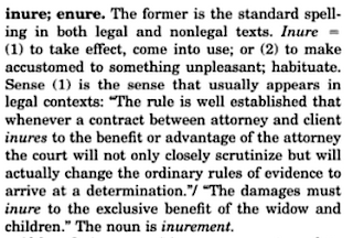 Throw Grammar from the Train: "Inure," "enure," and the law