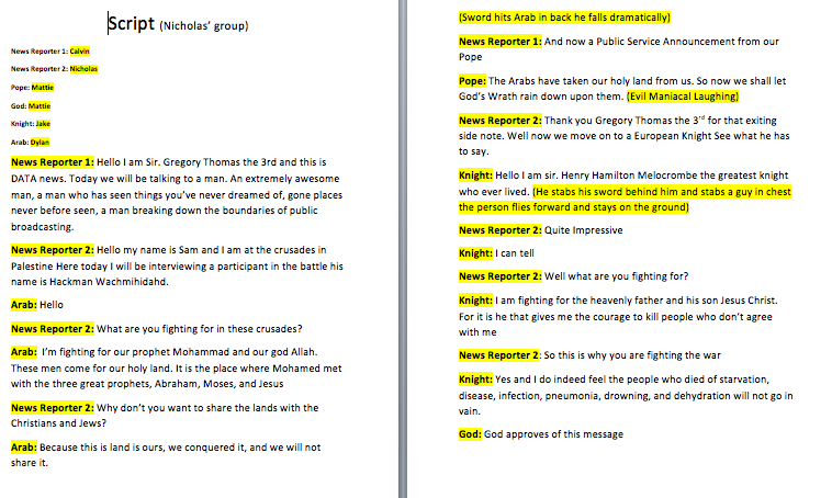 D.A.T.A. Scholars: History Alive! Medieval Europe Video Newscasts