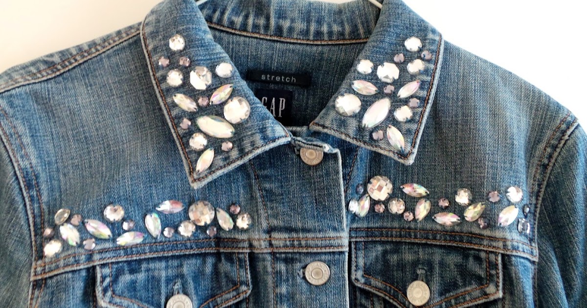 Homemade simple things: Veste en jean avec des strass (Denim jacket ...