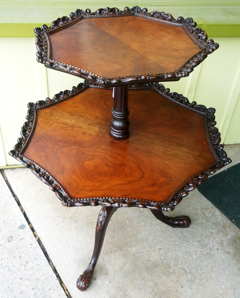 Custom Antiques: Box ~ 2 Tier Pie Crust Table